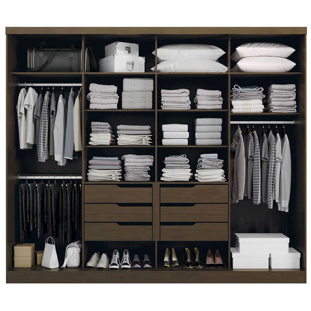 Guarda-Roupa Casal 2 Portas 6 Gavetas 8 Prateleiras G550 Jacaranda ...