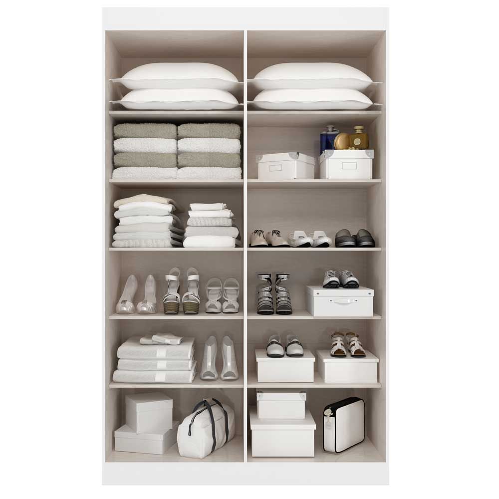 Guarda-Roupa Solteiro 4 Portas 10 Prateleiras Capuccino/Branco White-Maxel