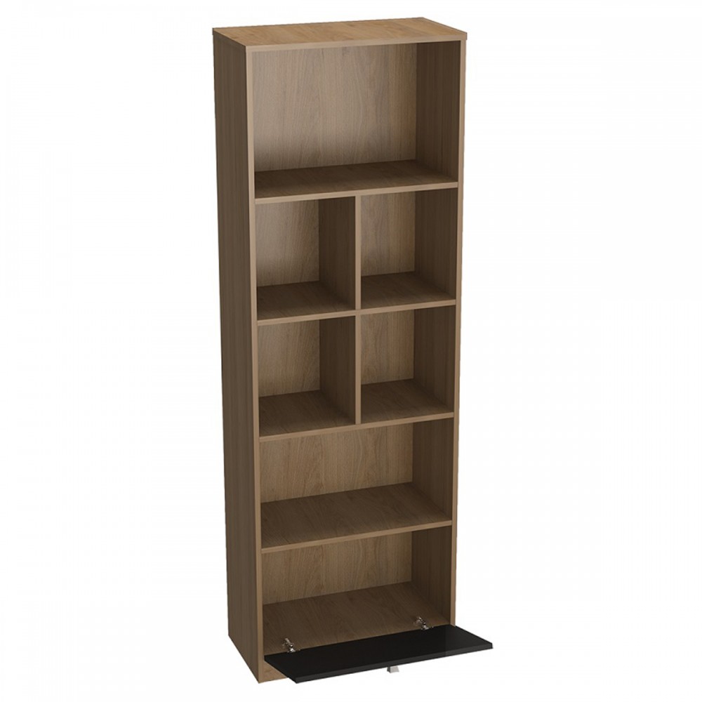 Estante para Livros Bali 1 Porta 6 Nichos Mel/Preto - Nova Mobile