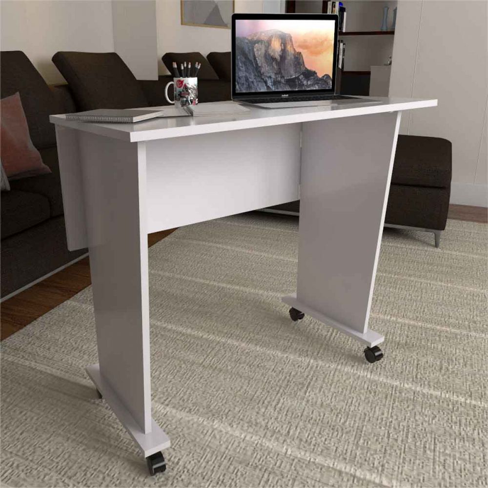 Mesa para Computador Scott Multiuso Dobrável com Rodízio Branco - Pnr ...