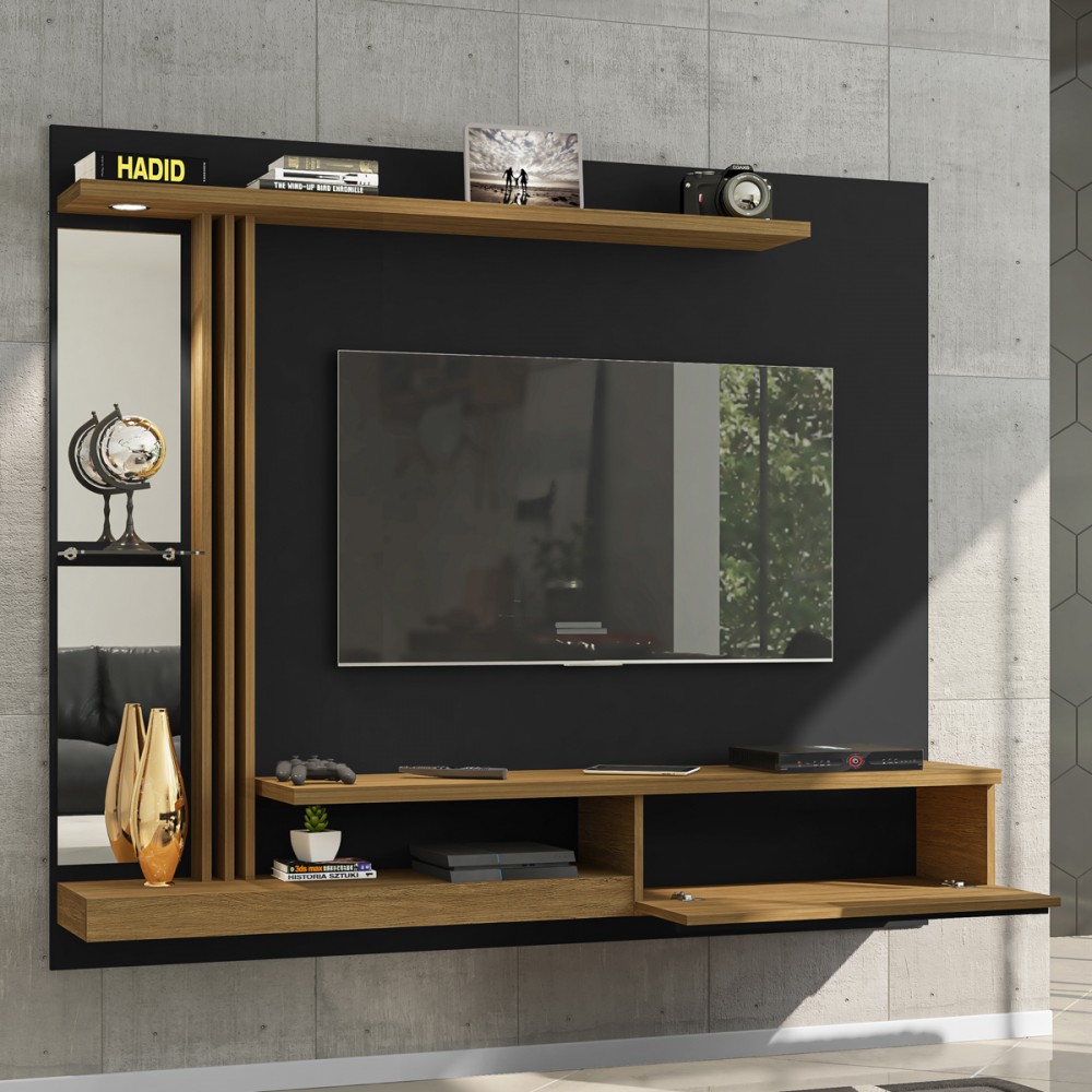 Painel para TV Até 55 Polegadas com Led Denver Preto Fosco/Cinamomo ...