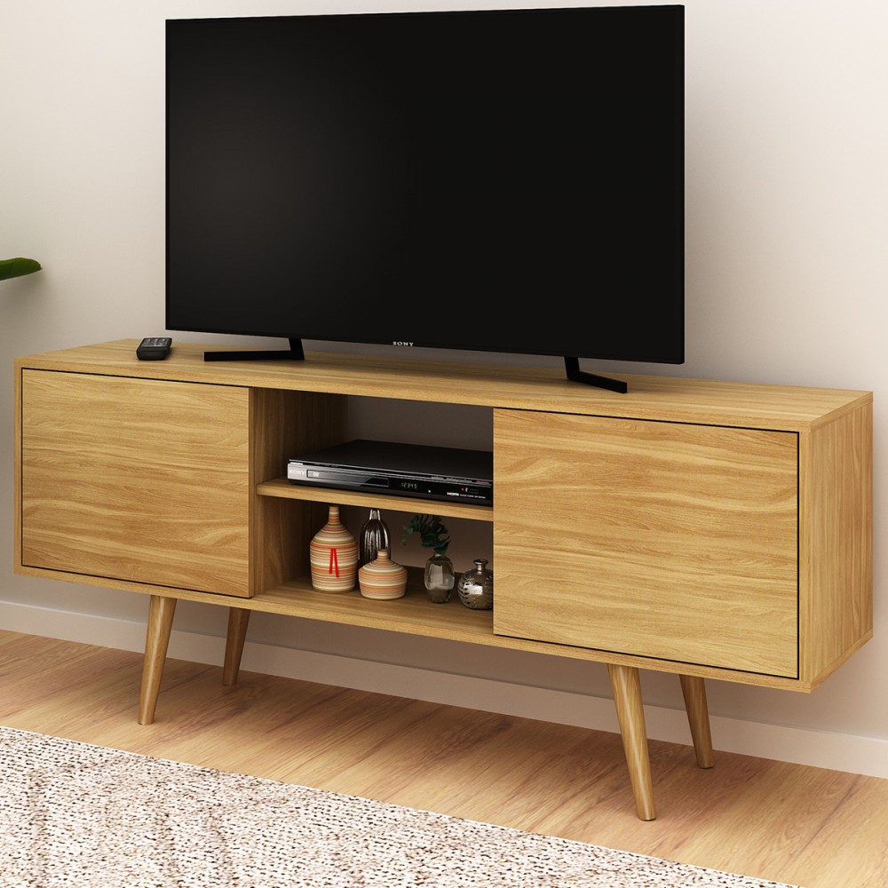 Rack para TV Até 65 Polegadas 2 Portas 1 Prateleira Natural R1464 ...