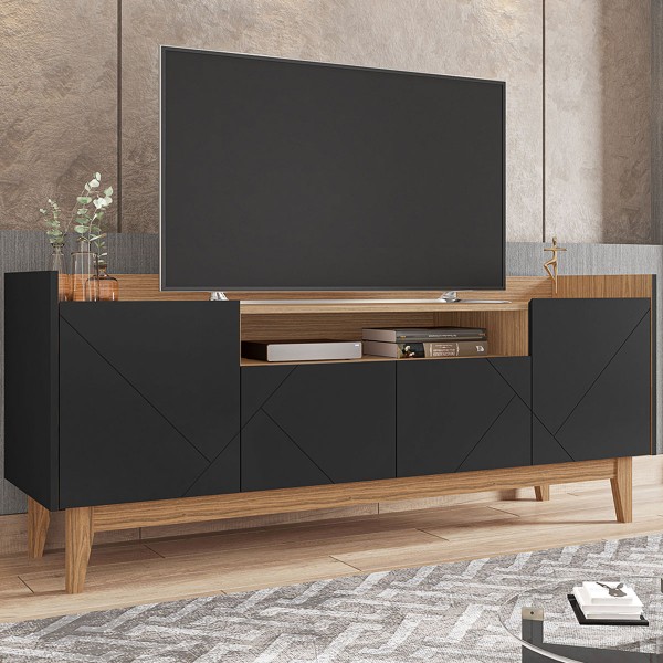 Rack para TV Até 60 Polegadas Adria 4 Portas Preto/Noce - Casa D