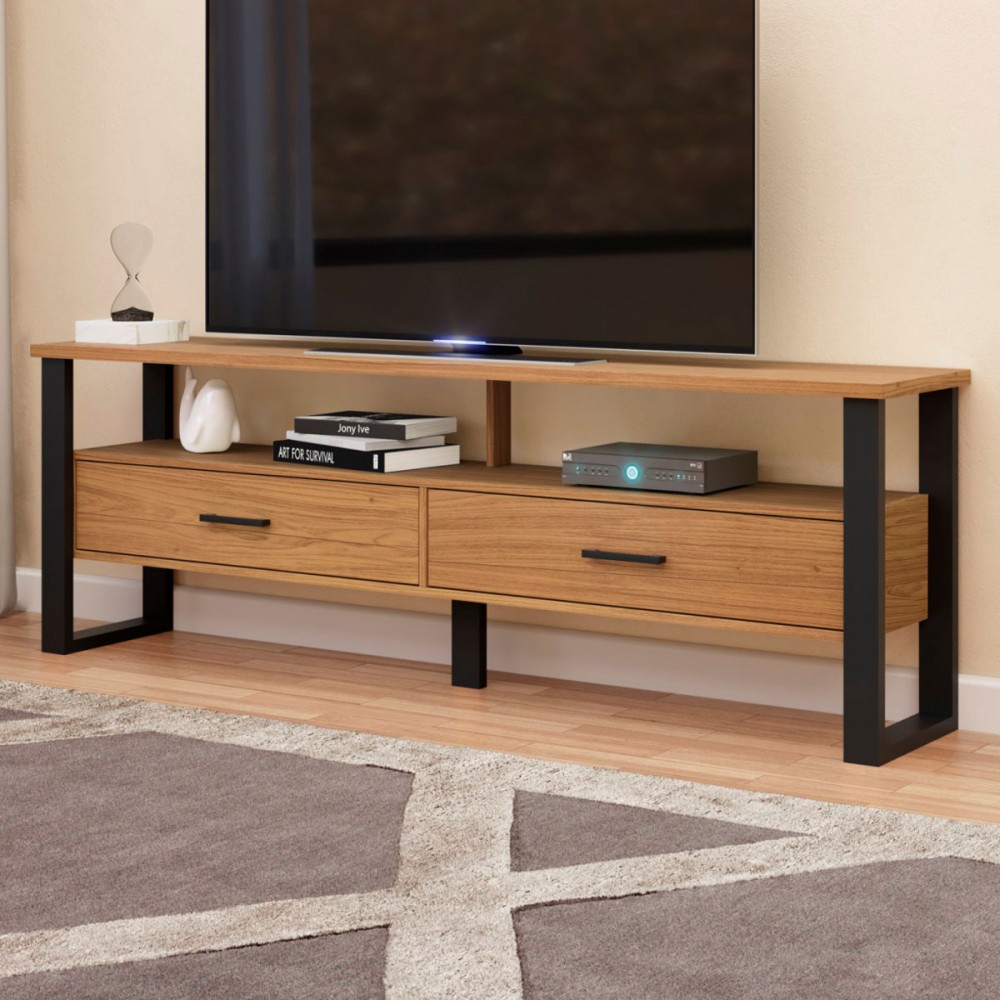 Rack para TV Até 60 Polegadas 2 Gavetas 100% Mdf Freijó/Preto Fosco F42 ...