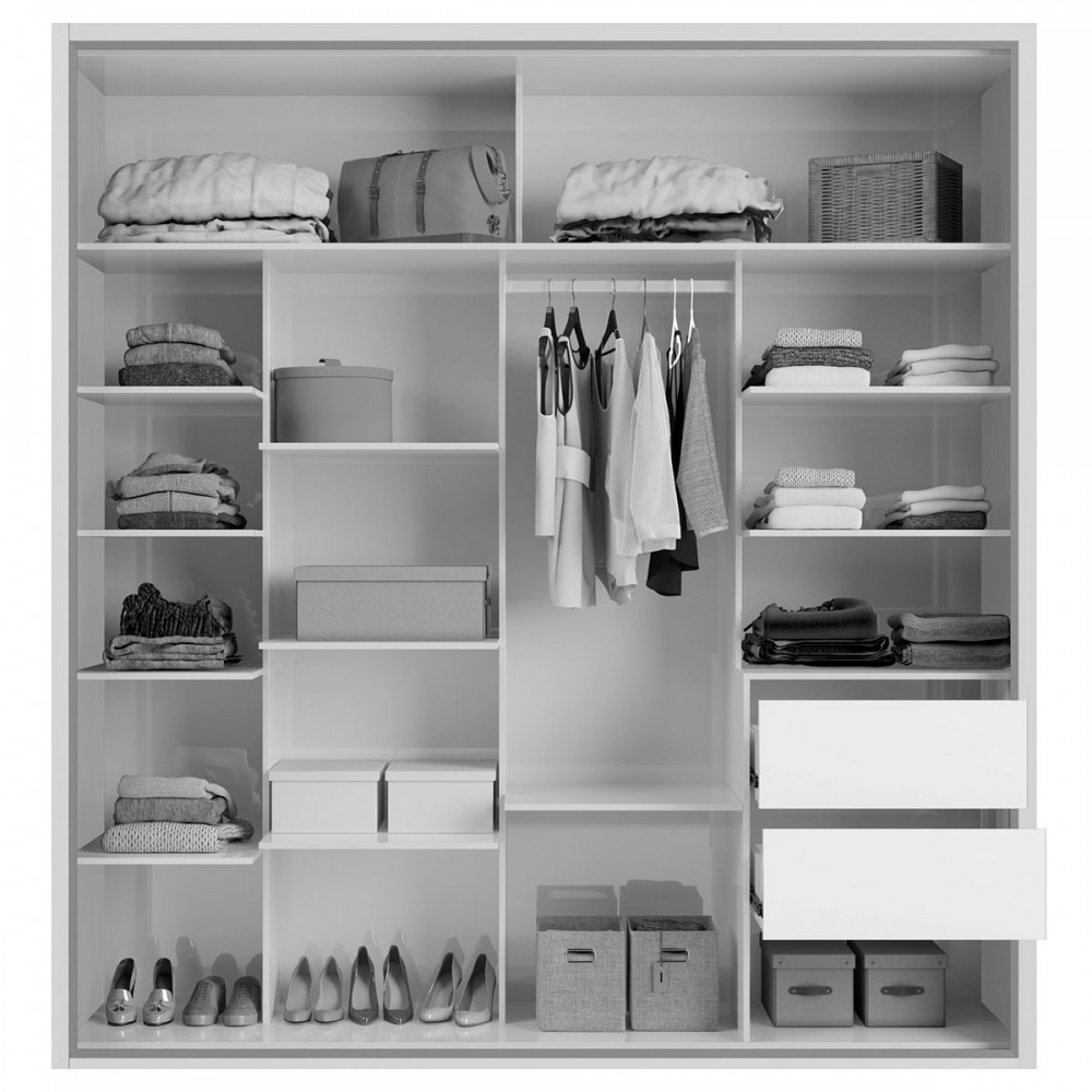 Guarda-Roupa Casal 2 Portas 2 Gavetas 100% Mdf Off White Tw602 – Dalla ...