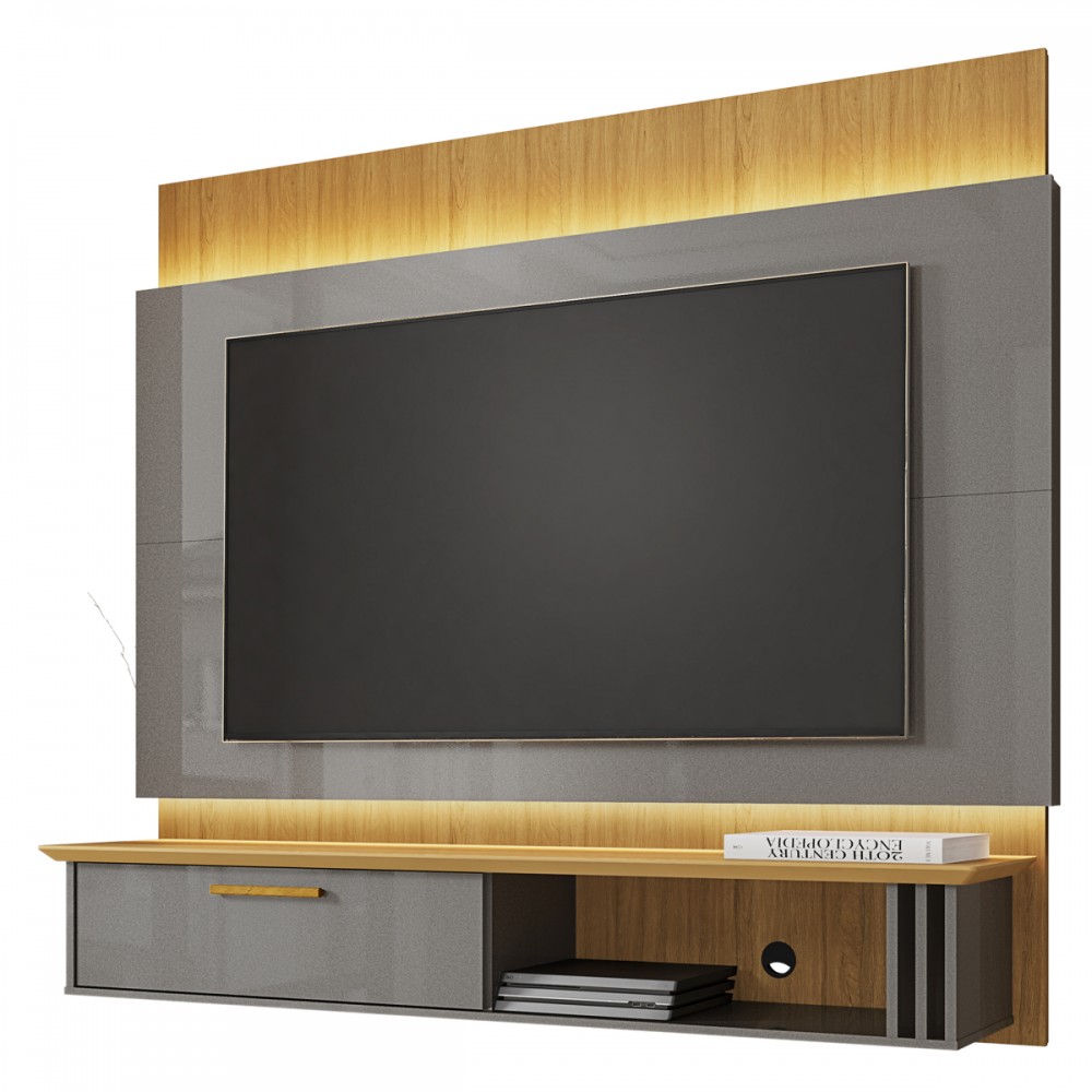 Painel para TV Até 65 Polegadas Paris 1 Porta Titanium/Cinamomo ...