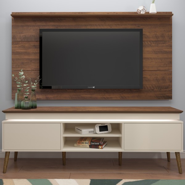 Rack com Painel para TV Até 50 Polegadas Lumina com Led 2 Portas Pinho ...