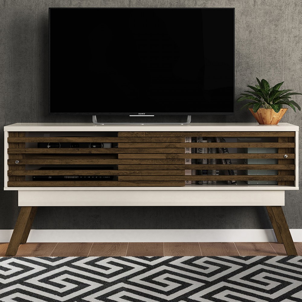 Rack para TV Até 65 Polegadas Frizz 2 Portas Off White/Savana - Madetec