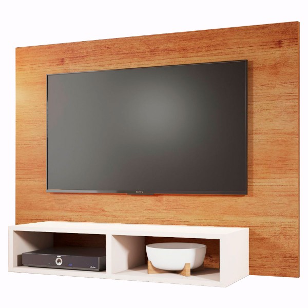 Painel para TV Até 42 Polegadas Baly 2 Nichos Mel/Off White - Viero Móveis