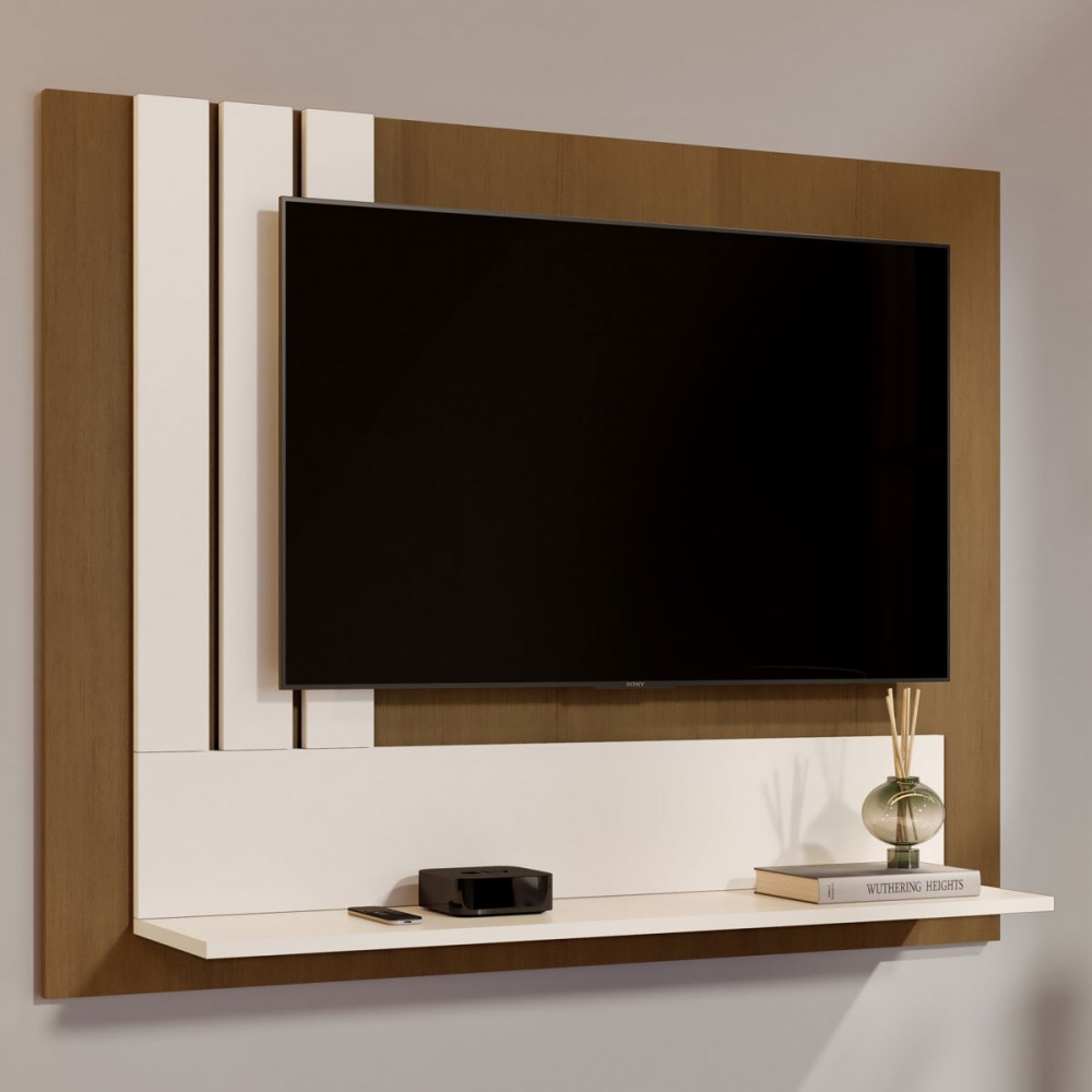 Painel para TV Até 43 Polegadas Luxo 1 Prateleira Nature/Pérola 5119 - Jb Bechara