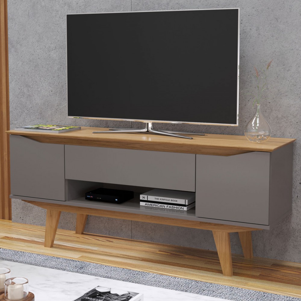 Rack para TV Até 52 Polegadas Berlin 2 Portas 1 Gaveta Camaru/Cinza - Robel