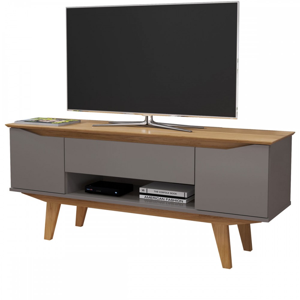 Rack para TV Até 52 Polegadas Berlin 2 Portas 1 Gaveta Camaru/Cinza - Robel