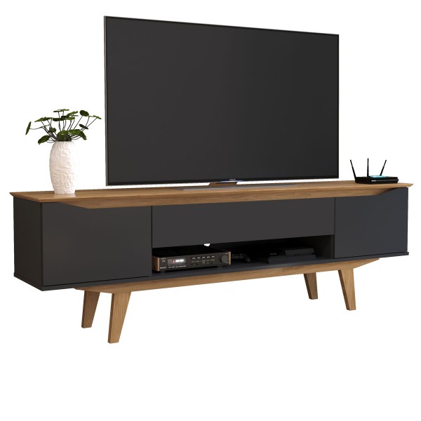 Rack para TV Até 75 Polegadas Berlin 2 Portas 1 Gaveta Camaru/Preto ...