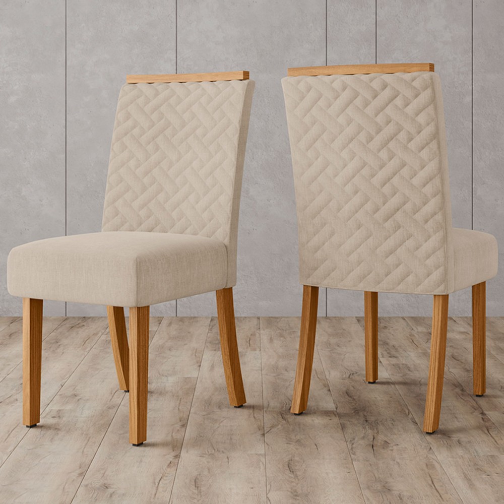 Cadeiras Kit 2 Cadeiras Ester Nature/Linho - Henn