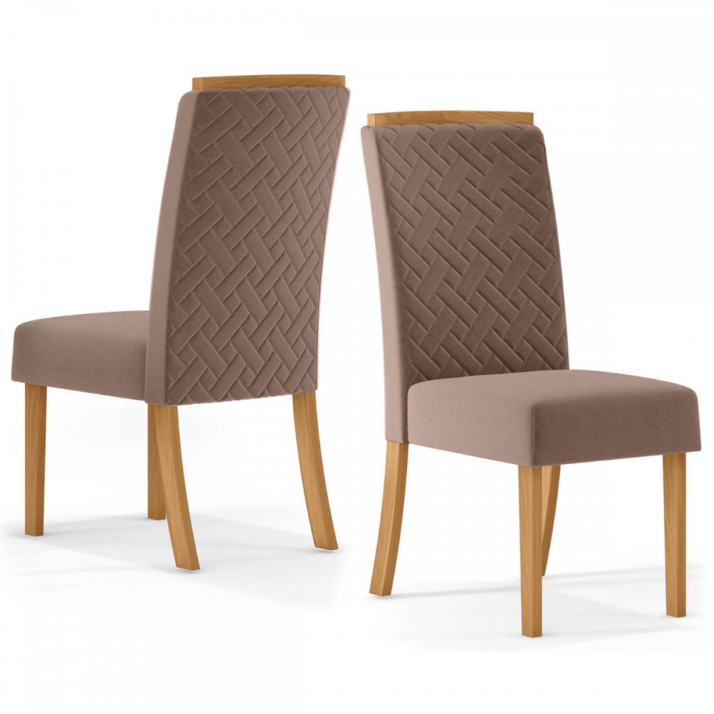 Cadeiras Kit 2 Cadeiras Ester Nature/Marrom Amêndoa - Henn