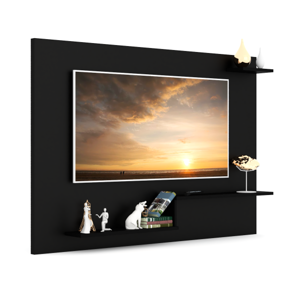 Painel para TV Até 43 Polegadas Denver 3 Prateleiras Preto - Jcarvalho
