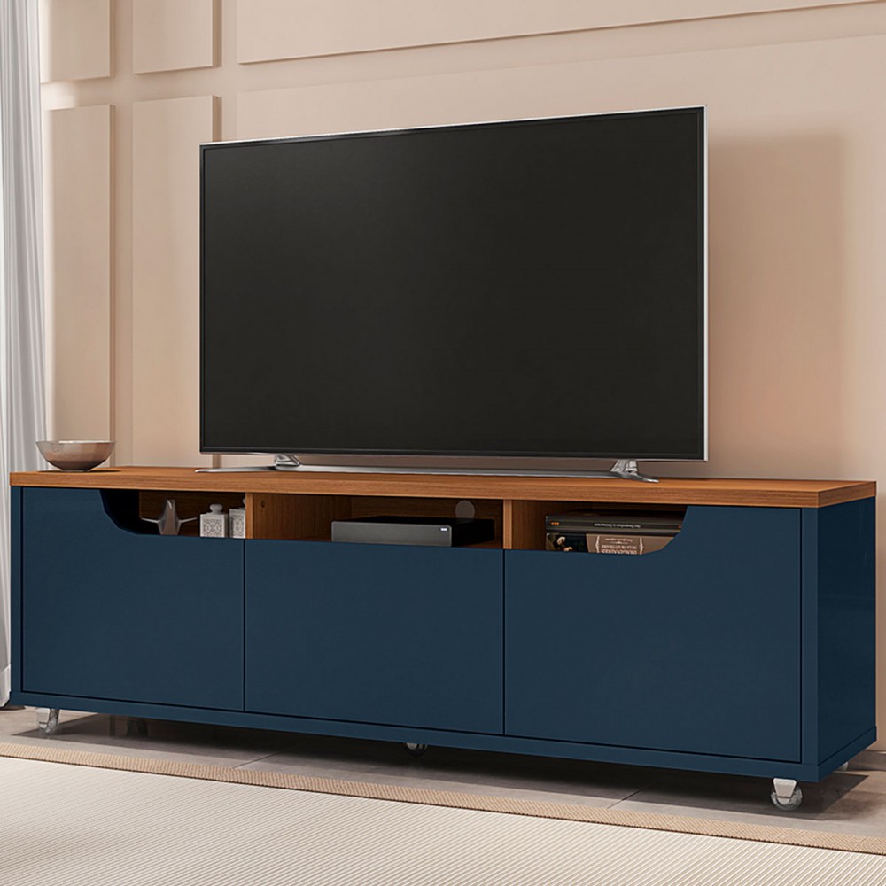 Rack para TV Até 60 Polegadas Jersey 2 Portas 1 Gaveta Azul Cobalto ...