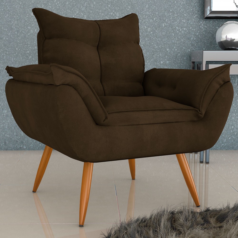 Poltrona Toquio Veludo Turkey/Marrom - Matrix