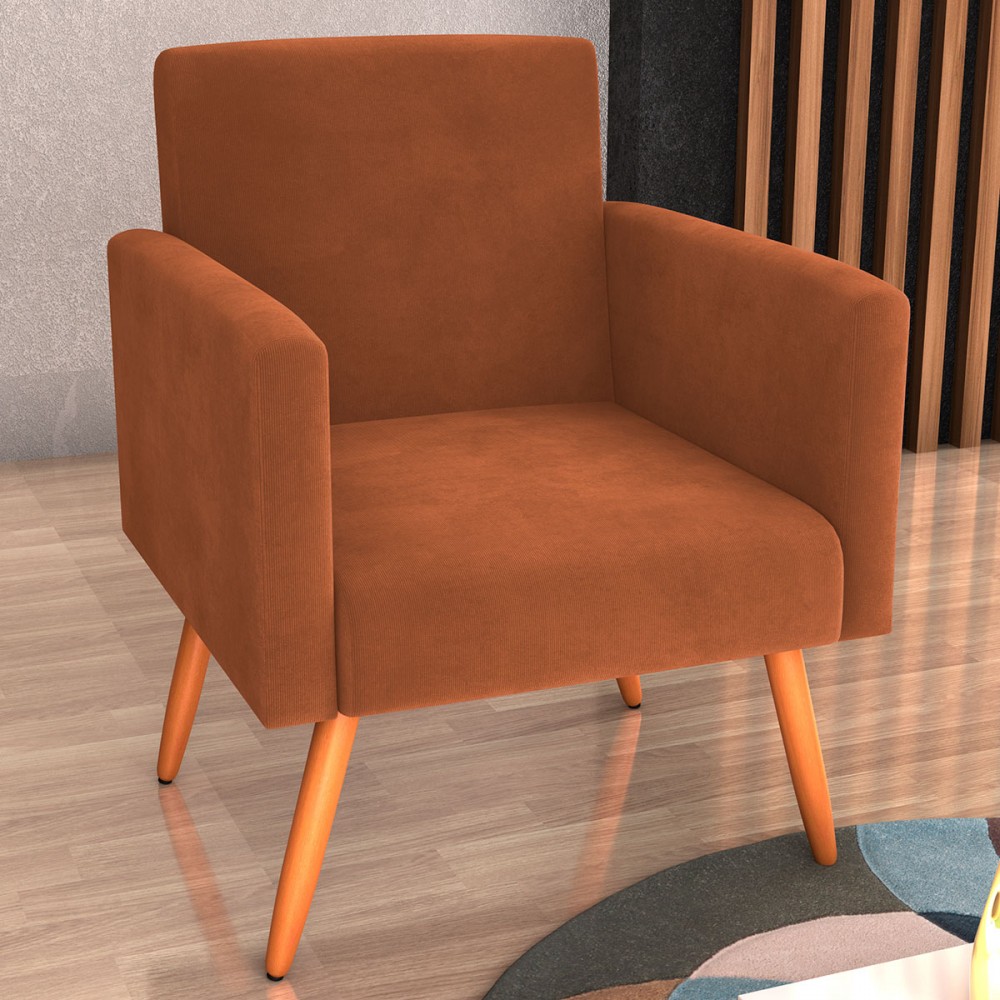 Poltrona Dallas Veludo Light/Ferrugem - Matrix