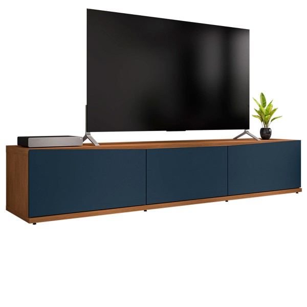 Rack para TV Até 60 Polegadas Eros 1,80 2 Portas 1 Gaveta Cedro/Azul ...