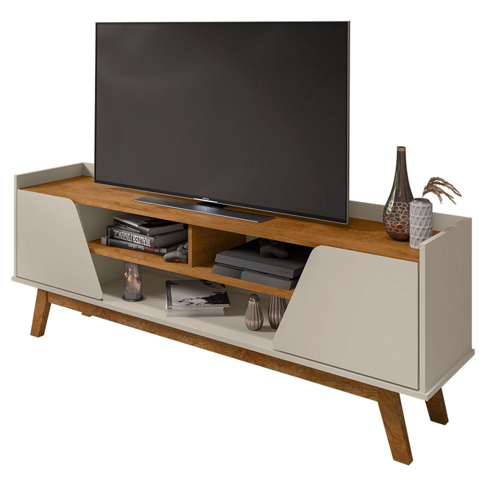 Rack para TV Até 65 Polegadas Turim 2 Portas 1 Prateleira Off White ...