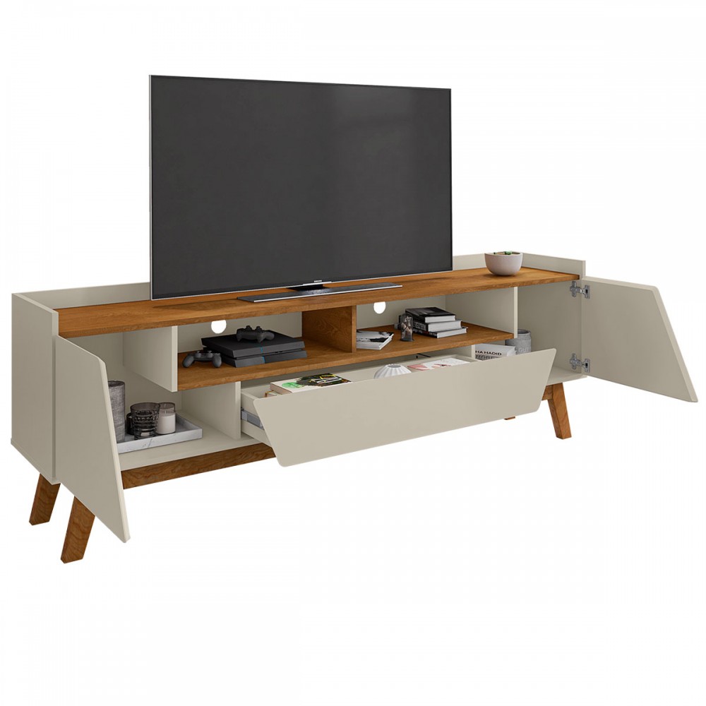 Rack para TV Até 70 Polegadas Florença 2 Portas 1 Gaveta Off White ...