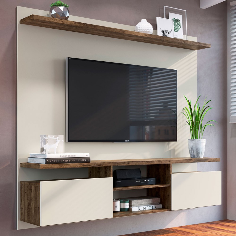 Painel para TV Até 65 Polegadas Dallas 2 Portas 3 Prateleiras Itauba ...