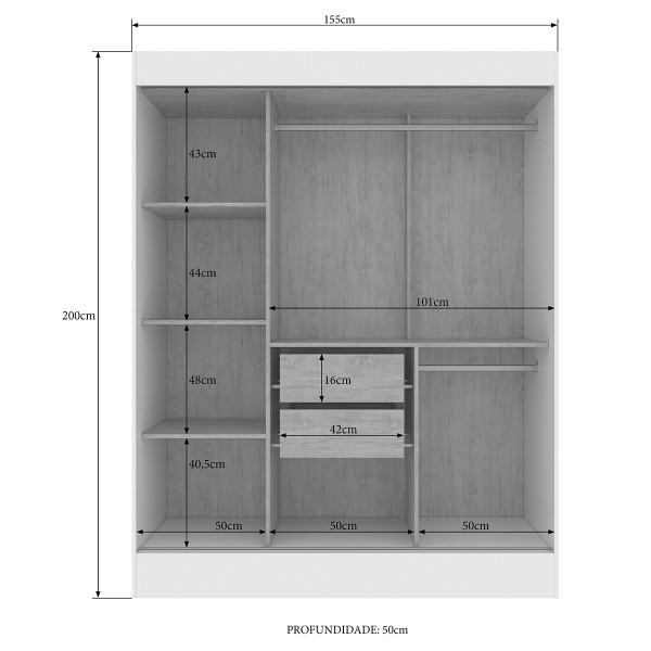 Guarda-Roupa Casal Modulado Munique 7 Portas 4 Gavetas Off White ...