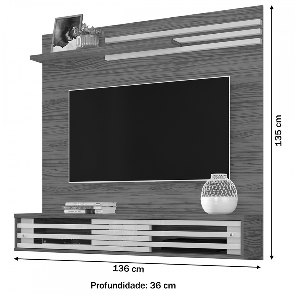 Painel para TV Até 55 Polegadas Frizz 2 Portas Sublime Calacata/Off ...