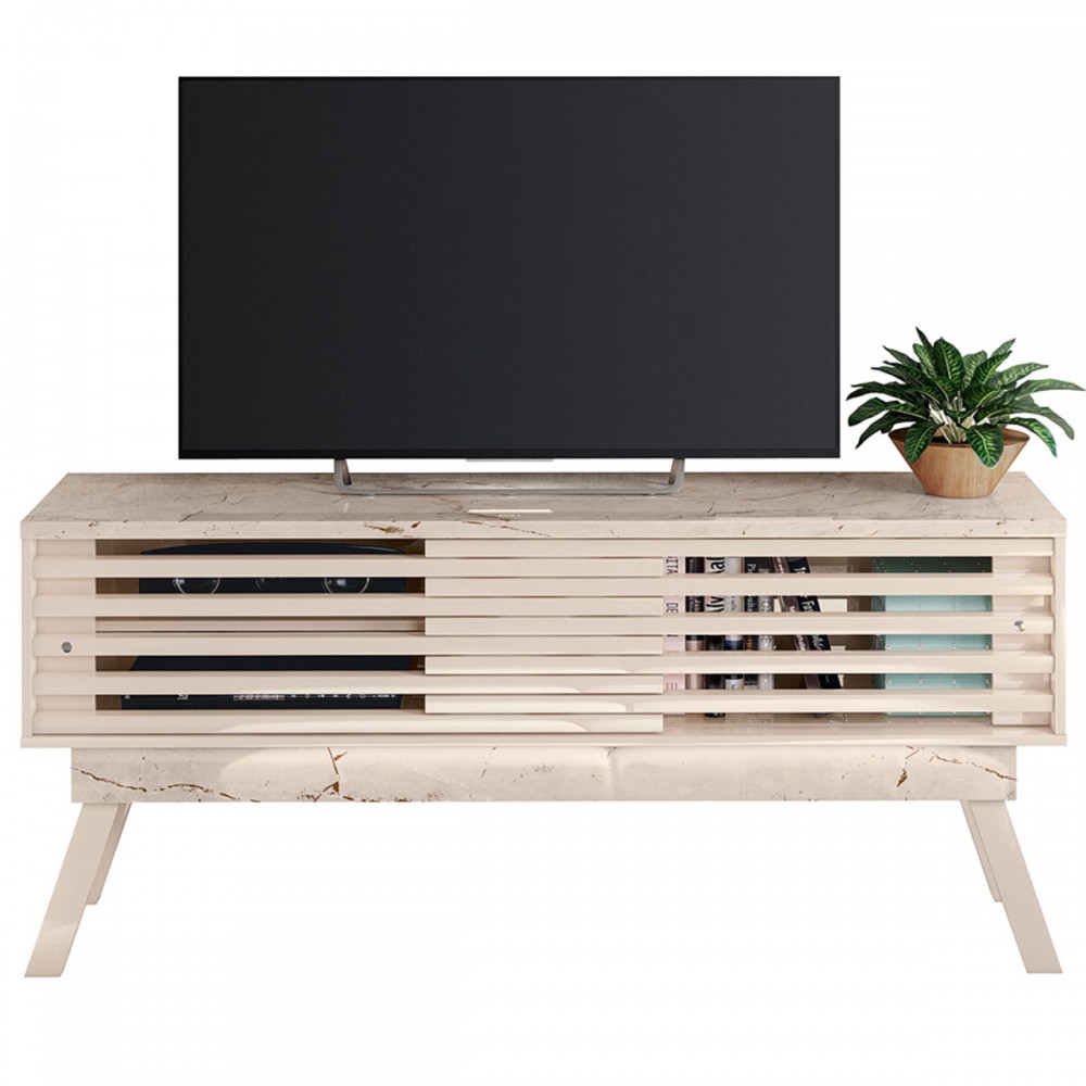 Rack para TV Até 65 Polegadas Frizz 2 Portas Calacata/Off White - Madetec