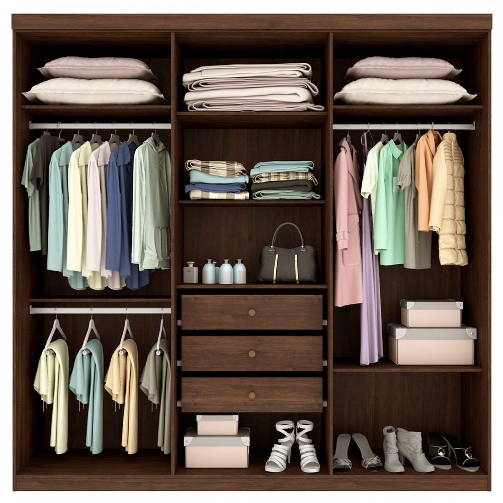 Guarda-Roupa Casal Olimpo 6 Portas 3 Gavetas Cacau - Tcil Móveis