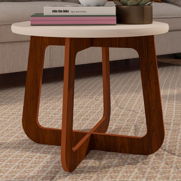 Mesa de Centro Jasmin 100% Mdf Off White/Cedro - Artely Móveis