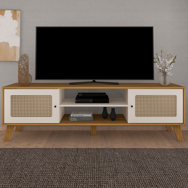 Rack para TV Até 75 Polegadas Charlotte 2 Portas Carvalho/Off White ...