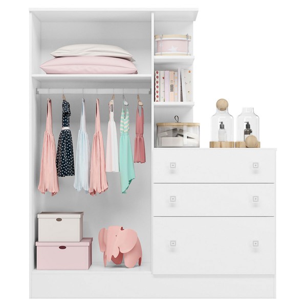 Guarda-Roupa Infantil com Cômoda Doce Sonho 2 Portas 3 Gavetas Branco ...