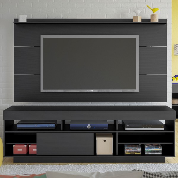 Rack com Painel para TV Até 50 Polegadas 1 Porta Preto - Artely Móveis