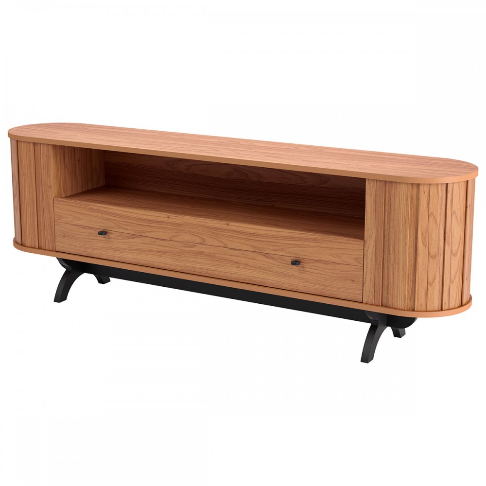 Rack para TV Até 60 Polegadas 1 Gaveta 100% Mdf Freijo/Preto Fosco ...