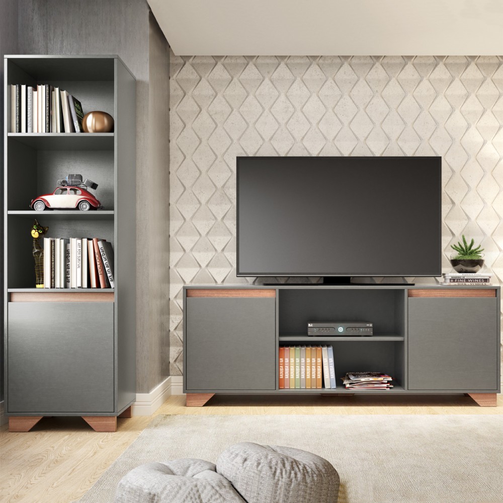 Sala de Estar Completa para TV Até 50 Polegadas Benevello 3 Portas ...