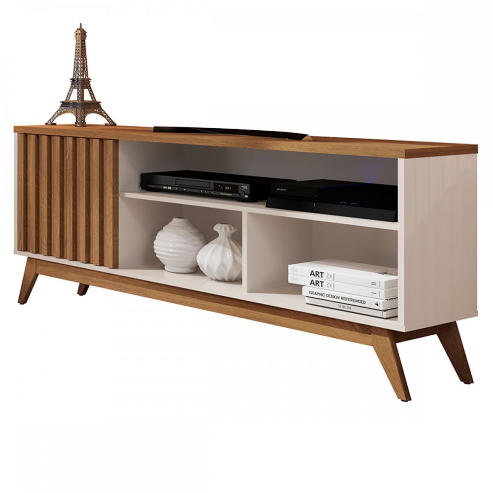 Rack para TV Até 55 Polegadas Malbec Wood Retrô 1 Porta 1 Prataleira ...