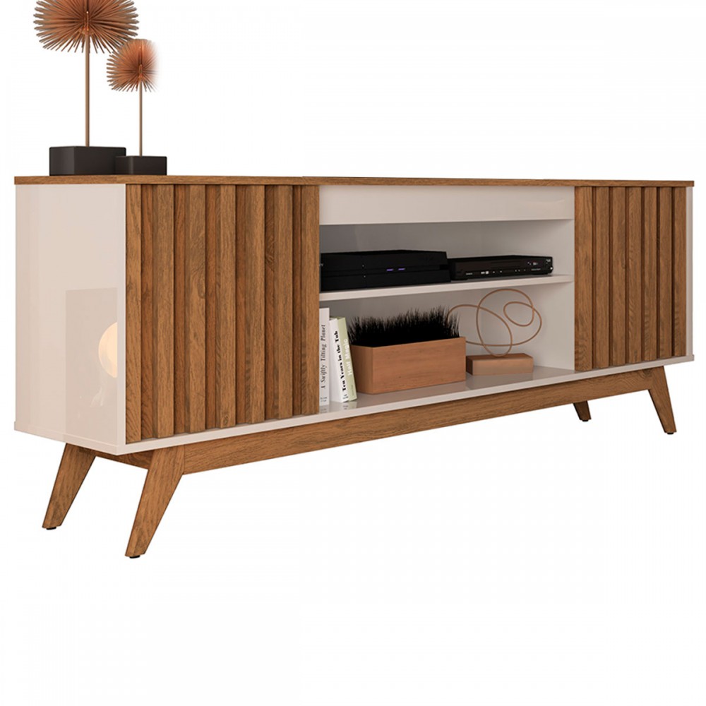 Rack para TV Até 60 Polegadas Malibu Wood Retrô 2 Portas 1 Prateleira ...