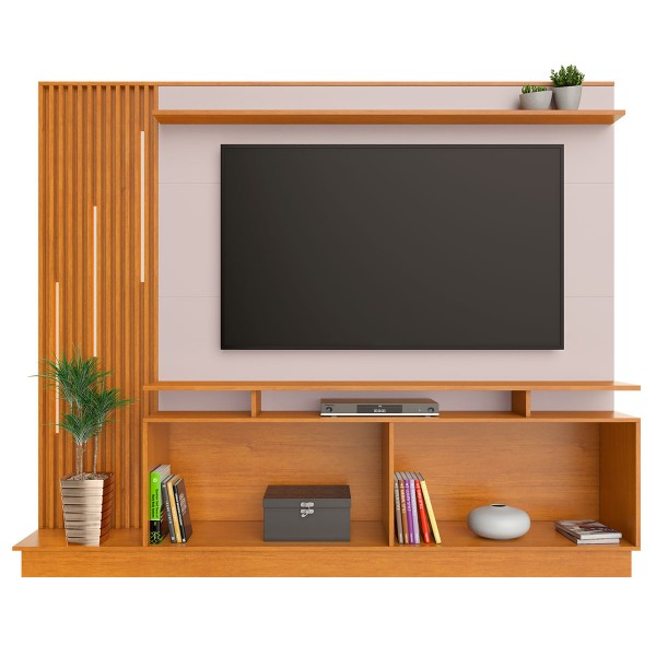 Estante para TV Até 65 Polegadas Candian com Led 4 Portas Cinamomo/Off ...