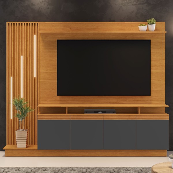 Estante para TV Até 65 Polegadas Candian com Led 4 Portas Cinamomo ...