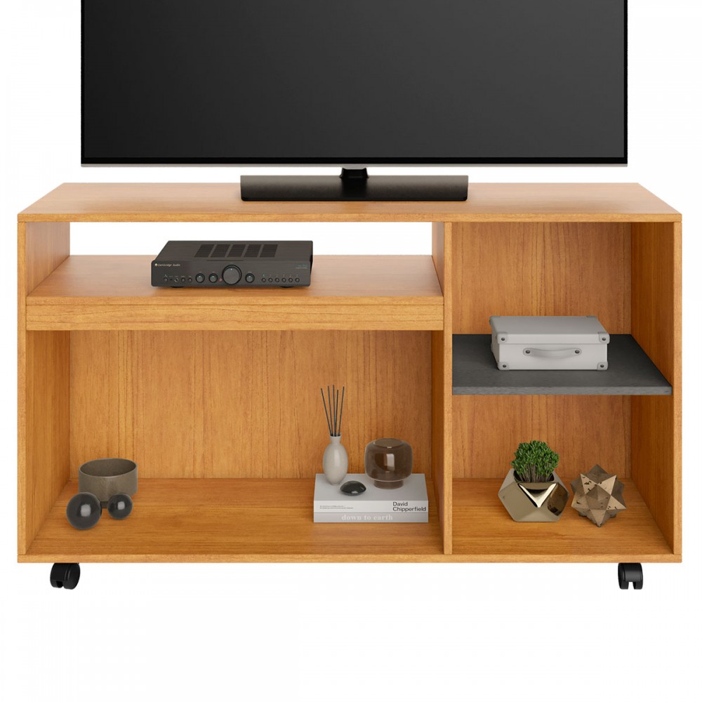 Rack para TV Até 49 Polegadas Seleto 2 Portas 1 Prateleira Cinamomo/Off ...