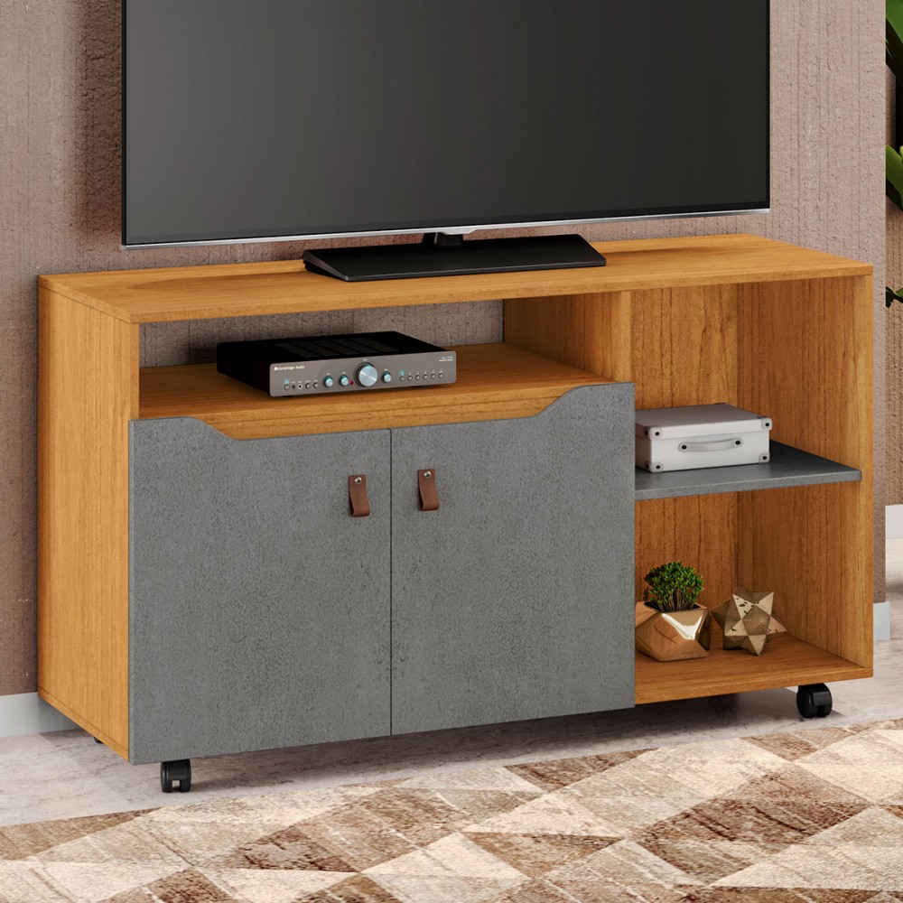 Rack para TV Até 49 Polegadas Seleto 2 Portas 1 Prateleira Cinamomo ...