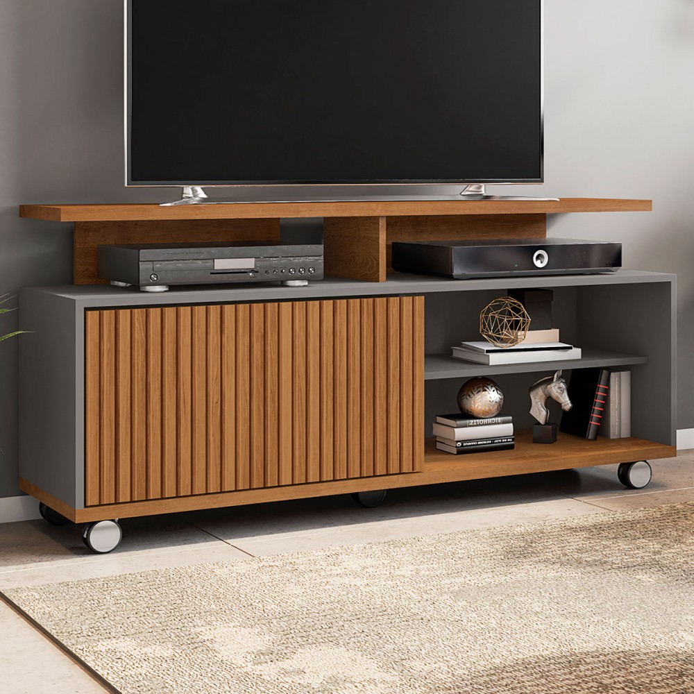 Rack para TV Até 52 Polegadas Topázio 1 Porta Titanium/Naturalle ...