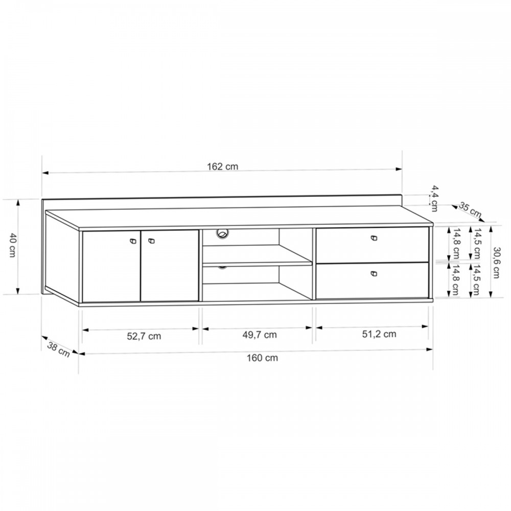 Rack para TV Até 60 Polegadas Suspenso Torrens Branco - Olivar Móveis