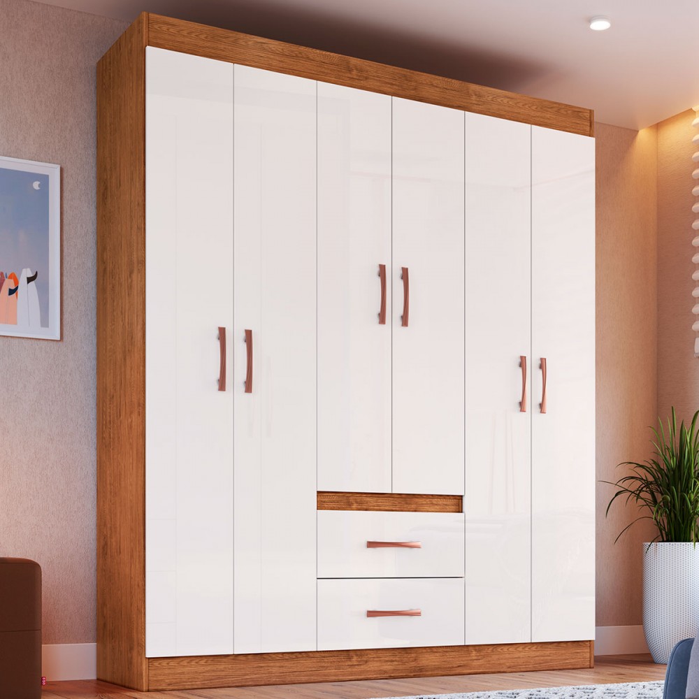 Guarda-Roupa de Solteiro Montevideu 6 Portas 2 Gavetas Off White ...