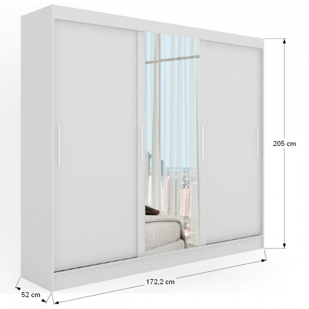 Guarda-Roupa Casal Katherine 3 Portas 2 Gavetas com Espelho Branco ...