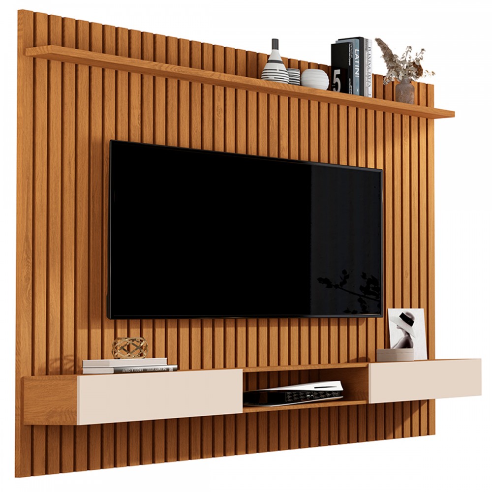 Painel para TV Até 70 Polegadas Vênus Ripado 2 Portas 1 Prateleira ...