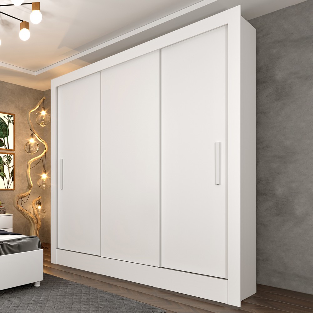 Guarda-Roupa Casal Valencia 3 Portas 4 Gavetas Neve - Tcil Móveis