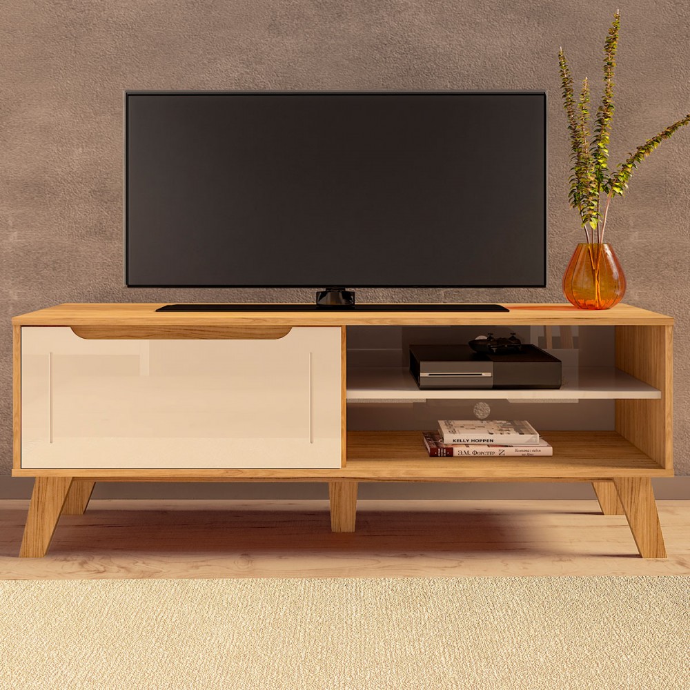 Rack para TV Até 60 Polegadas Lotus 1 Porta Carvalho/Off White - Artely ...